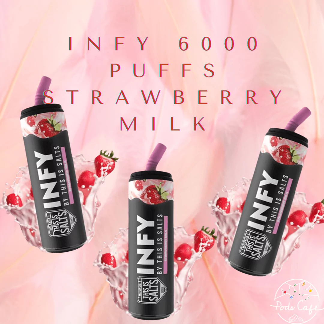 INFY 6000 Puffs นมสตอเบอรี่ สัมผัสหวานละมุน สูบฟิน 6000 คำ